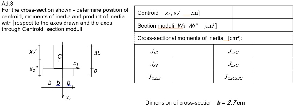 SOLVED: Ad.3. For the cross-section shown, determine the position of ...