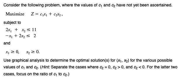Consider the following problem, where the values of c1 and c2 have not ...