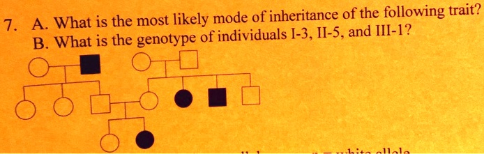 SOLVED: A What is the most likely mode of inheritance of the following trait? 7 of individuals 1 ...