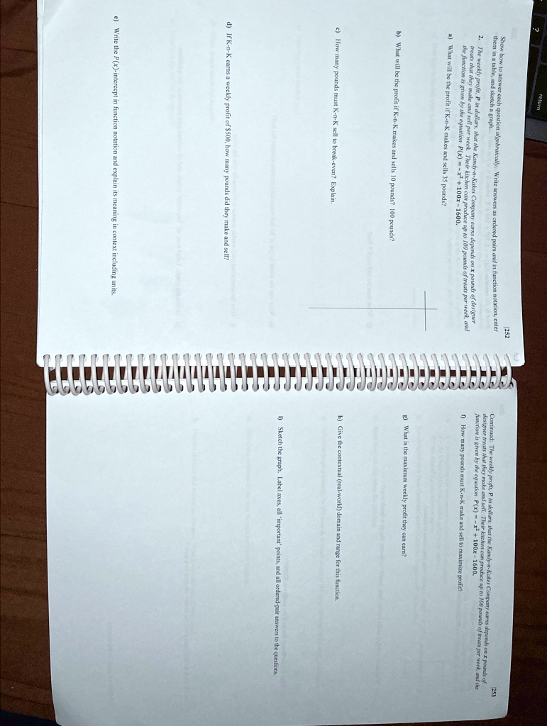 SOLVED: Show how to answer each question algebraically. Write answers ...