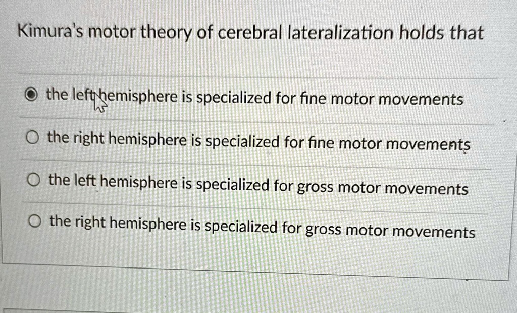 Kimura's motor theory of cerebral lateralization holds that the left ...