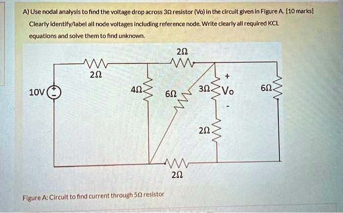 SOLVED: Use nodal analysis to find the voltage drop across resistor Vo in the circuit given in ...