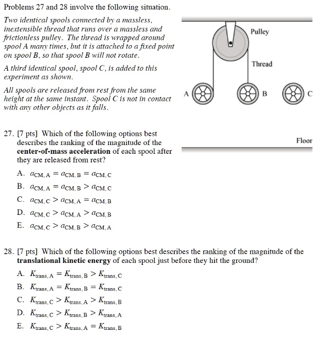 problems 27 and 28 involve the following situation two identical spools ...