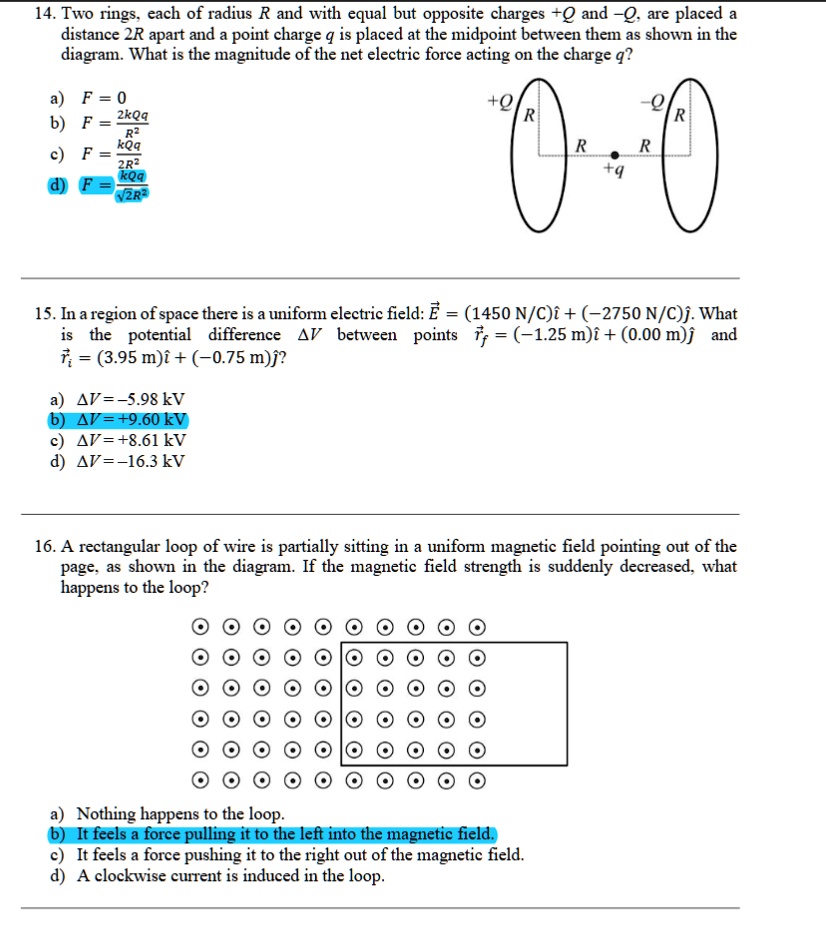 14 two rings each of radius r and with equal but opposite charges q and ...