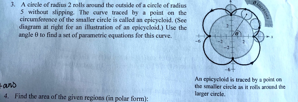 SOLVED: A circle of radius 2 rolls around the outside of a circle of radius without slipping ...