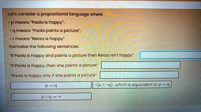 Solved Its Considered A Propositional Language Where P Means Paola Is Happy Q Means Paola