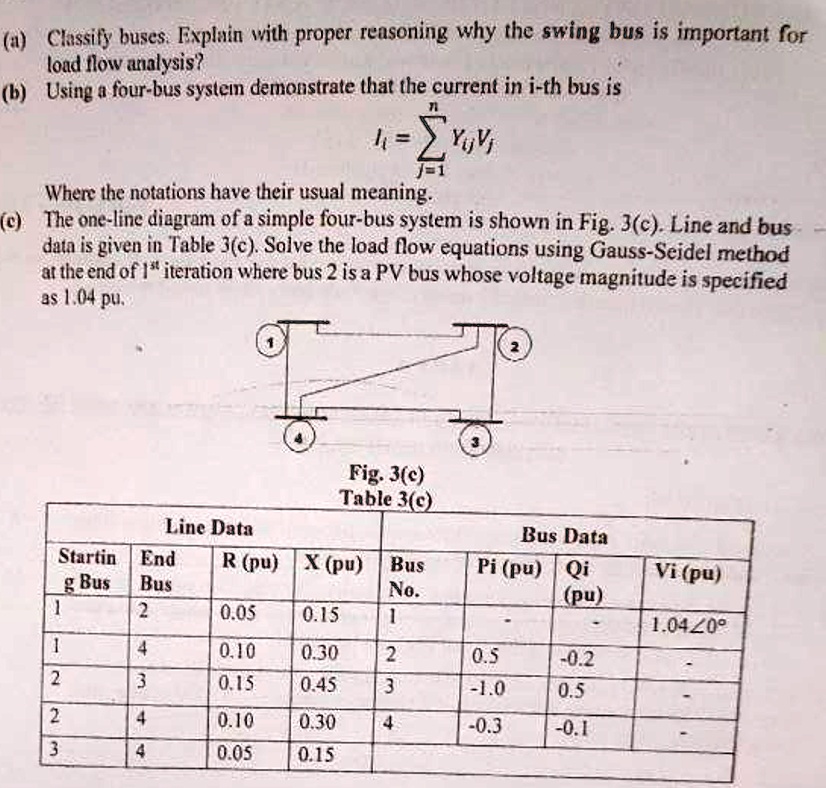 SOLVED: Solve c load flow analysis? (Using a four-bus system demonstrate that the current in i ...
