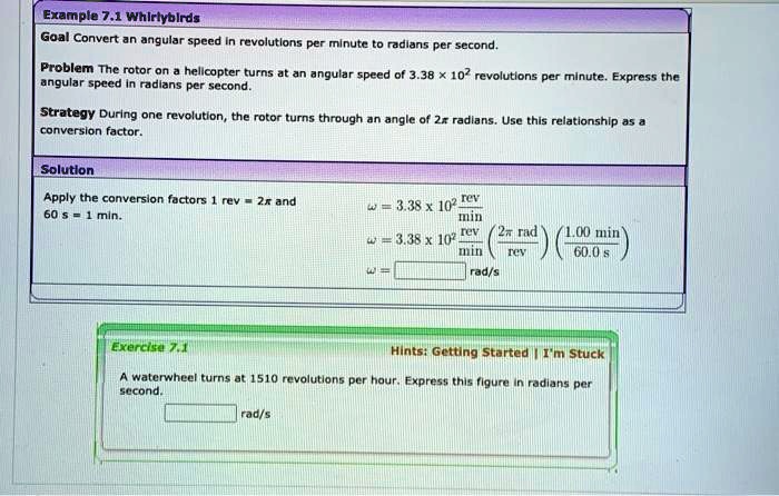 SOLVED: Example Z 1 Whirligig Bird: Goal Convert an angular speed ...