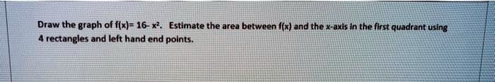 SOLVED: Draw the graph of f(x) = 16. Estimate the area between (x) and ...
