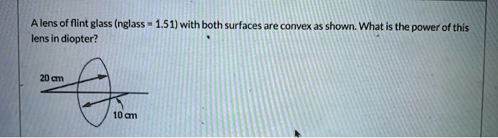 SOLVED: A lens of flint glass (nglass 1.51) with both surfaces are ...