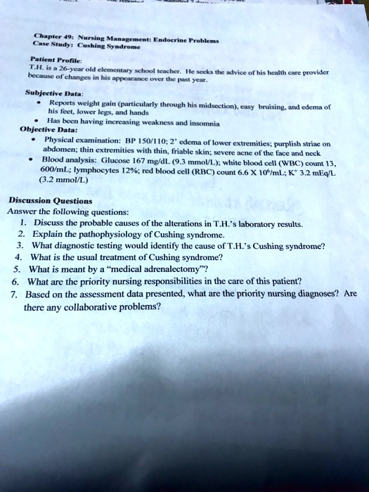 chapter 49 nursing mana case study cushing syndrome patient profile subjective data reports ...