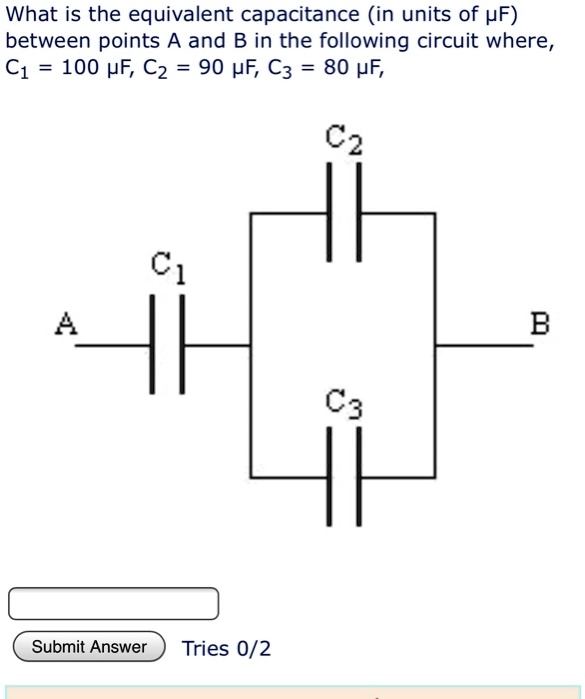SOLVED: What is the equivalent capacitance (in units of pF) between points A and B in the ...