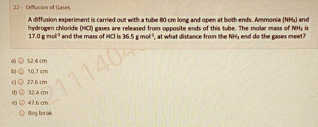 22 - Diffusion of Gases A diffusion experiment is carried out with a ...