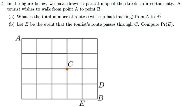 4. In the figure below, we have drawn a partial map of the streets in a ...