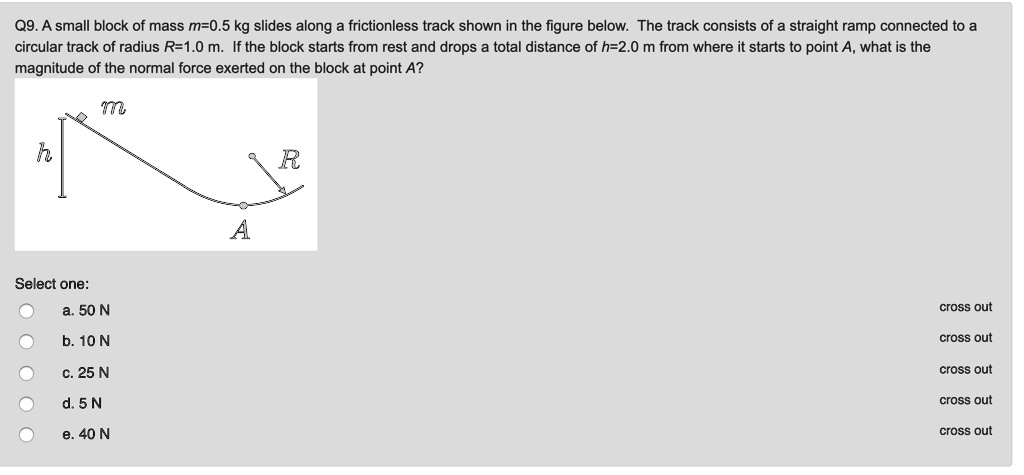 q9a small block of mass m 05 kg slides along a frictionless track shown in the figure below the ...