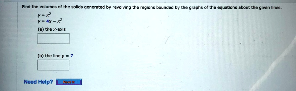 find the volumes of the solids generated by revolving the regions ...