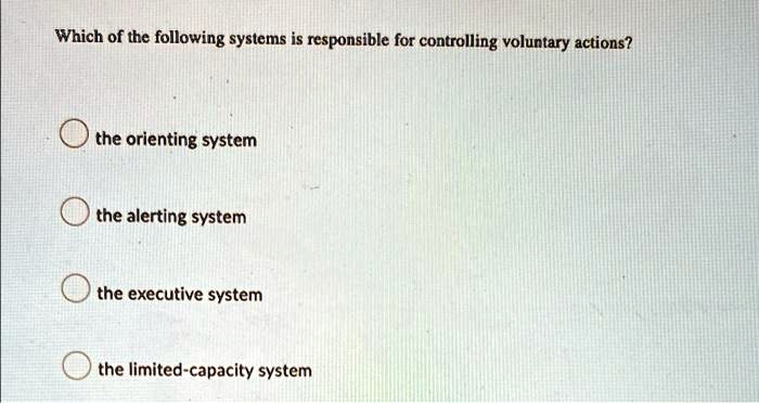 SOLVED: Which of the following systems is responsible for controlling ...