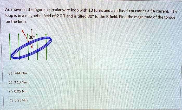 SOLVED: As shown in the figure, a circular wire loop with 10 turns and a radius of cm carries a ...