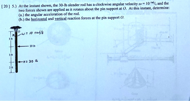 In the instant shown, the slender 30-lb rod has a clockwise angular ...