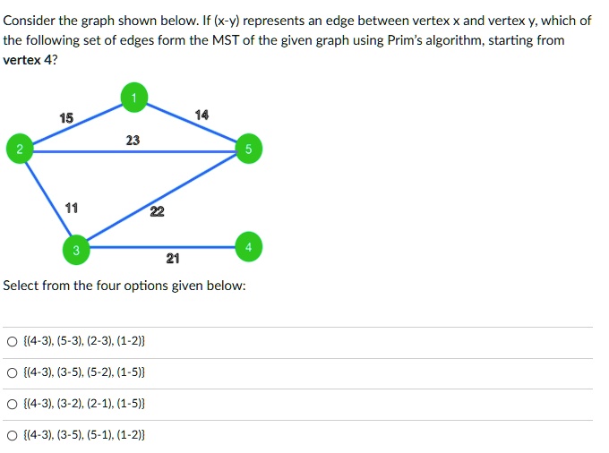 consider the graph shown below if x y represents an edge between vertex x and vertex y which of ...
