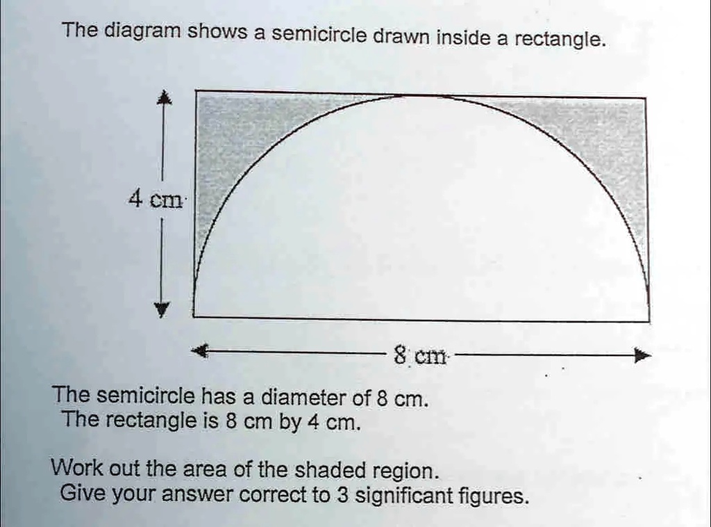 SOLVED: The diagram shows a semicircle drawn inside a rectangle. 4 cm ...