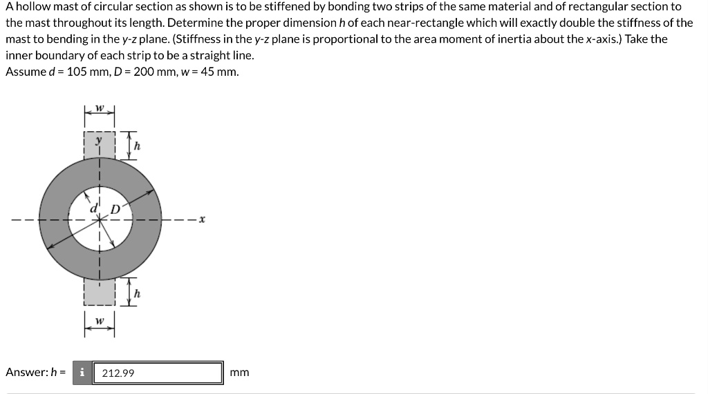 SOLVED: A hollow mast of circular section as shown is to be stiffened ...