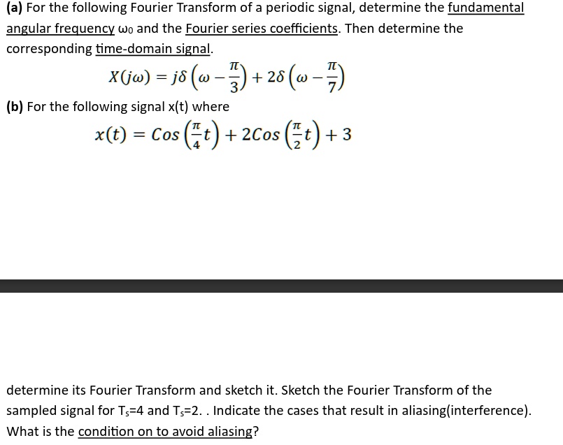(a) For the following Fourier Transform of a periodic signal, determine ...
