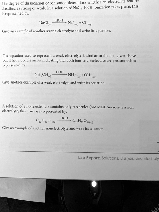 the degree of dissociation ionization determines whether an electrolyte ...