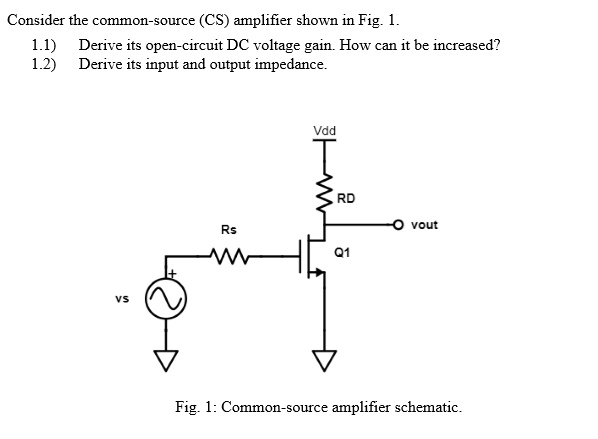 Solved Consider The Common Source Cs Amplifier Shown In Fig 1 1 1