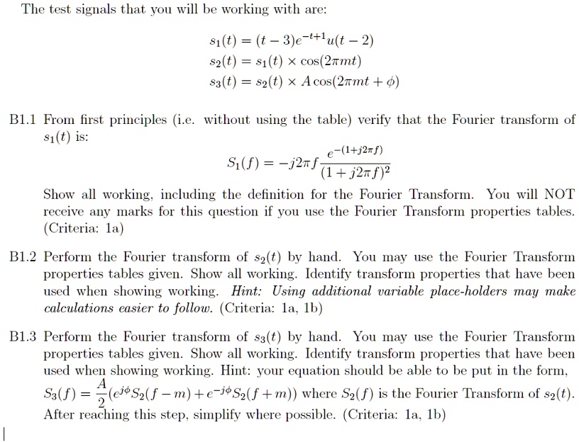 SOLVED: The test signals that you will be working with are s1t=(t-3e-t+ ...