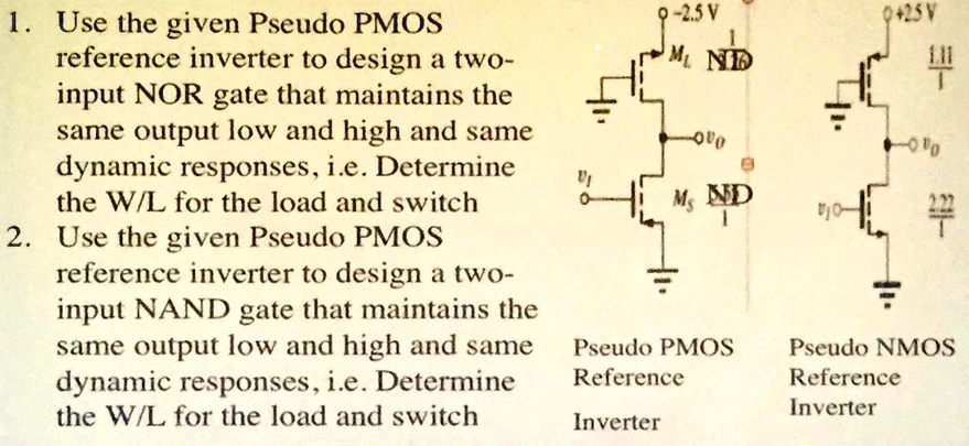SOLVED: Use the given Pseudo PMOS reference inverter to design a two ...