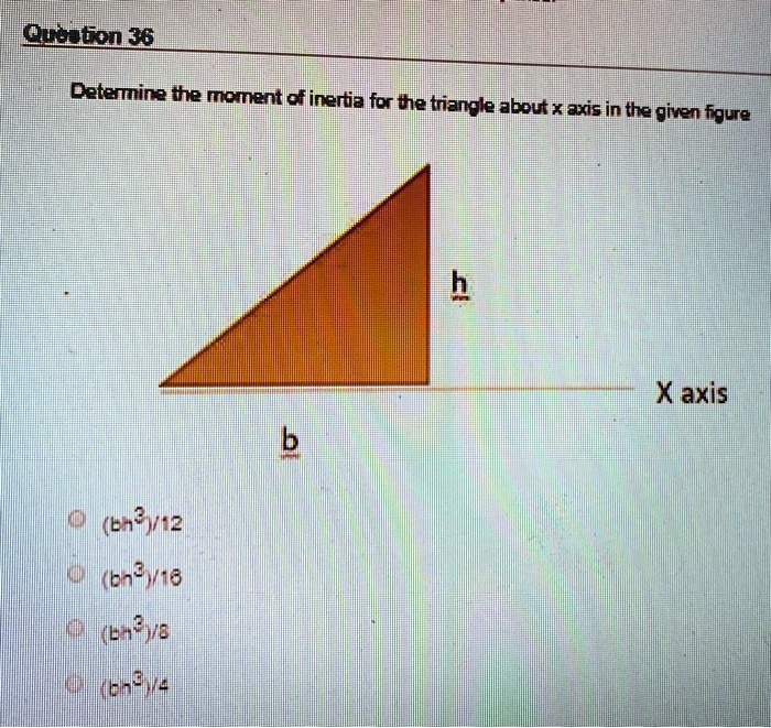 SOLVED: Determine the moment of inertia for the triangle about the x ...