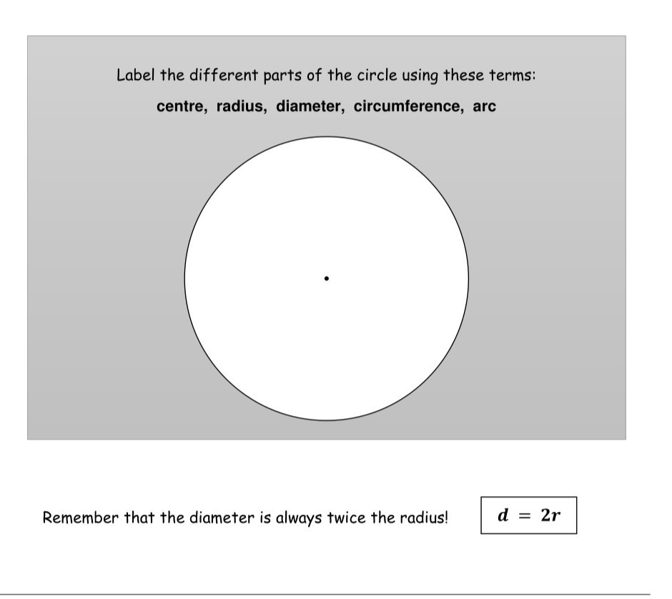 SOLVED: Label the different parts of the circle using these terms ...