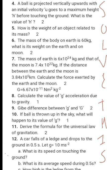 SOLVED: 'plz solve this ......plz A ball is projected vertically upwards with an initial ...