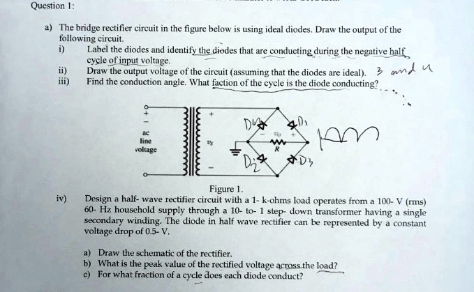 SOLVED: The bridge rectifier circuit in the figure below is using ideal ...
