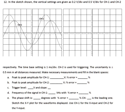 12 in the sketch shown the vertical settings are given as 02 vdiv and ...
