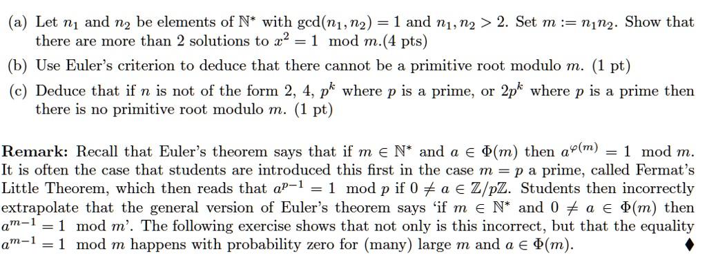 (a) Let n1 and n2 be elements of N^* with gcd(n1, n2) = 1 and n1, n2 ...