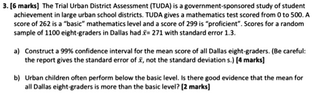 SOLVED: 3. [6 marks] The Trial Urban District Assessment (TUDA) is ...
