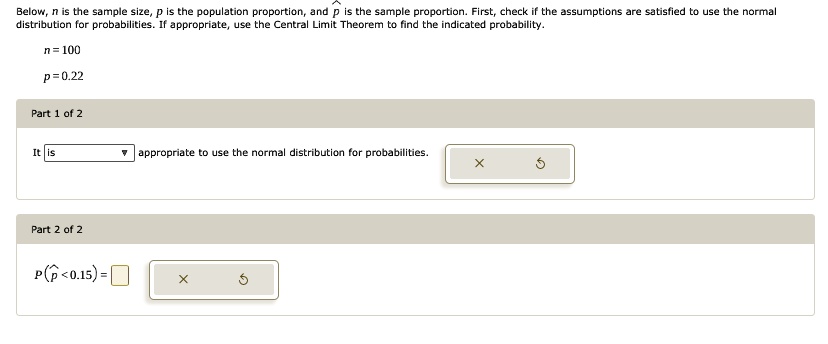 SOLVED: Texts: Below, n is the sample size, p is the population proportion, and p is the sample ...