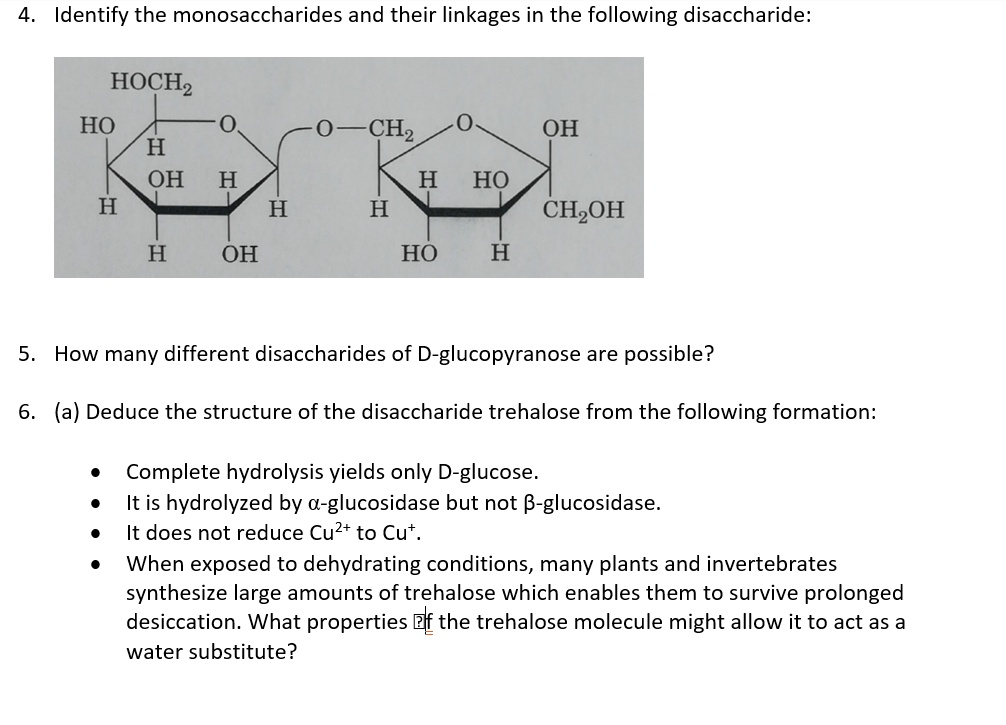 Solved Identify The Monosaccharides And Their Linkages In The