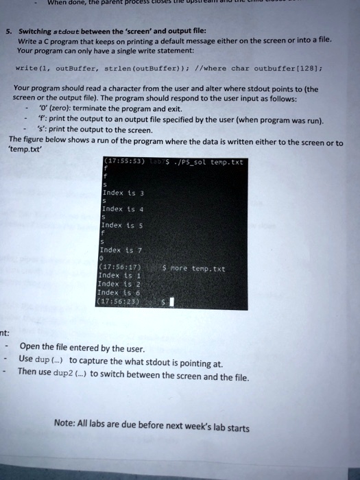 Solved The Use Of Dup And Dup2 Is Necessary 5 Switching Stdout Between The Screen 2679