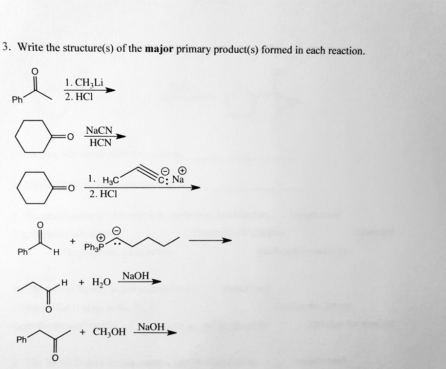 SOLVED: 3. Write the structure(s) of the major primary product(s ...