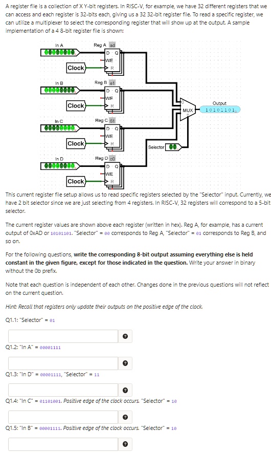 a register file is a collection of x y bit registers in risc v for example we have 32 different ...