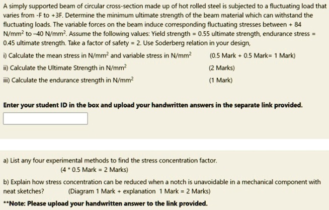 A simply supported beam of circular cross-section made up of hot rolled ...