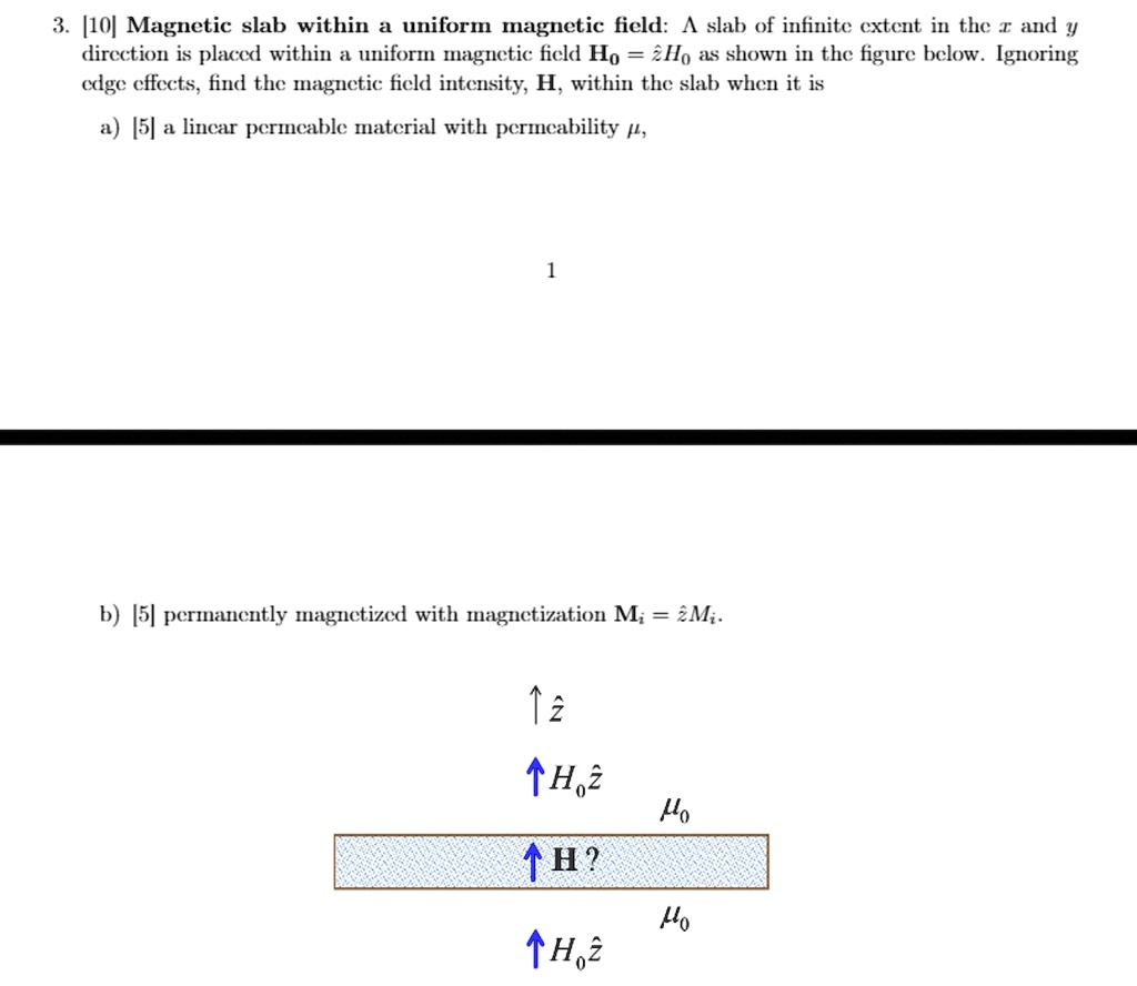 SOLVED: [10] Magnetic slab within a uniform magnetic field: A slab of ...