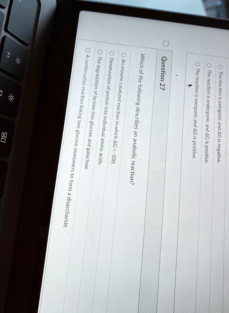[GET ANSWER] the reaction is exergonic and delta g is negative the ...