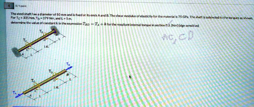 to solve for section ac we need to calculate the internal torque at ...
