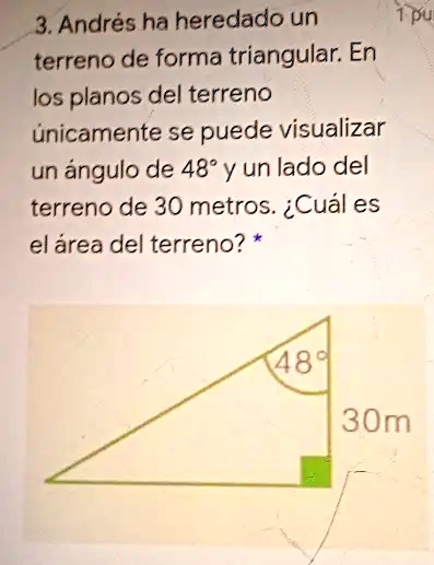 SOLVED: AndrÃ©s ha heredado un terreno de forma triangular: En los ...