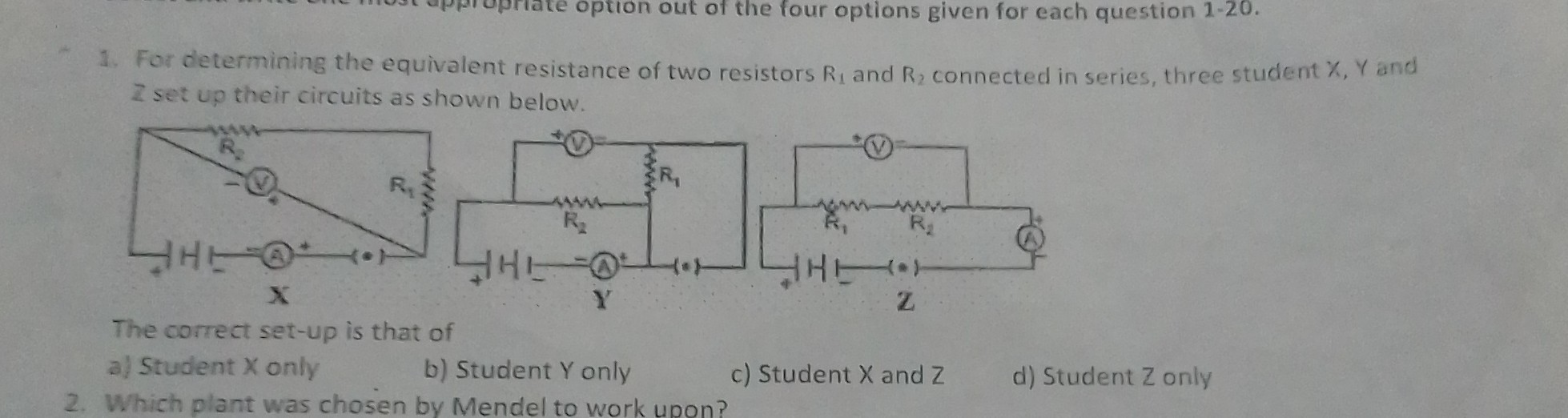 1. For determining the equivalent resistance of two resistors R1 and R2 ...