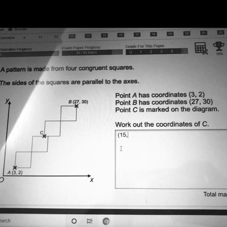 A pattern is made from four congruent squares. The sides of the squares ...